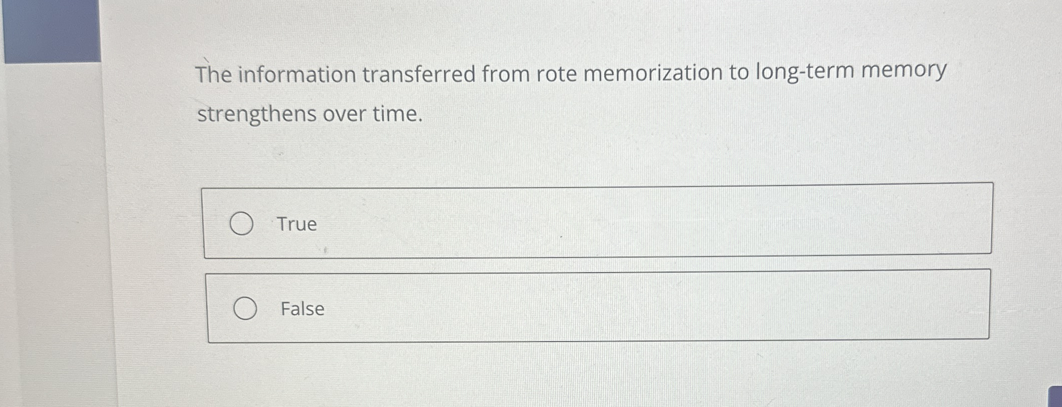 Solved The information transferred from rote memorization to | Chegg.com