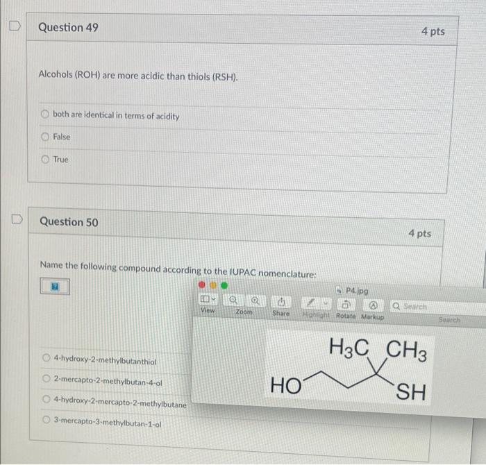 Solved Alcohols (ROH) are more acidic than thiols (RSH). | Chegg.com