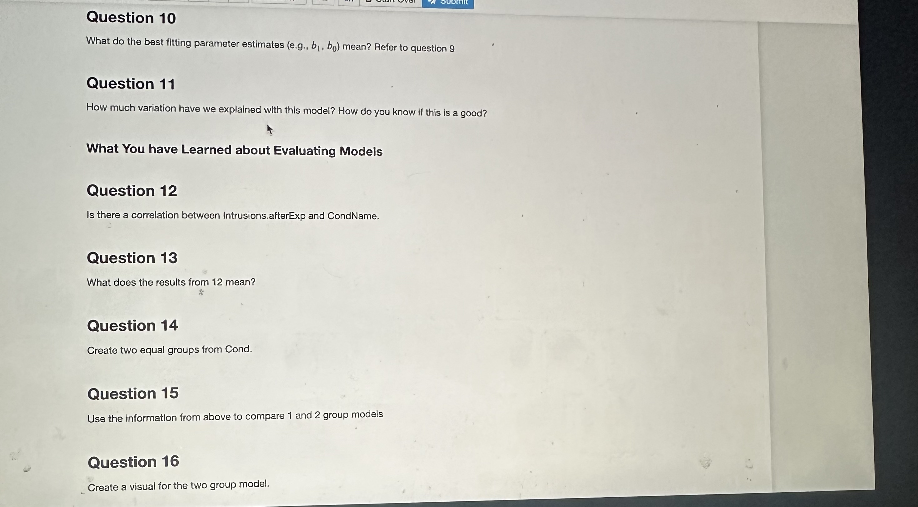 Solved Question 10What do the best fitting parameter | Chegg.com