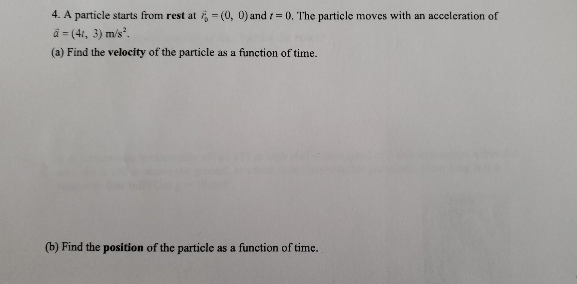Solved 4. A particle starts from rest at r0=(0,0) and t=0. | Chegg.com