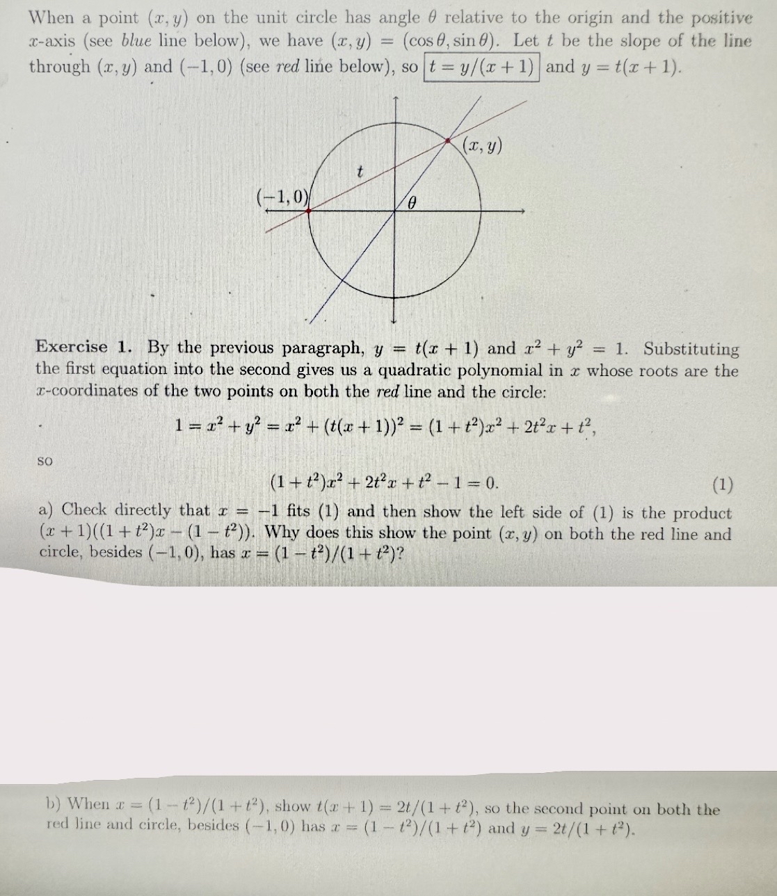 Solved When a point (x,y) ﻿on the unit circle has angle θ | Chegg.com
