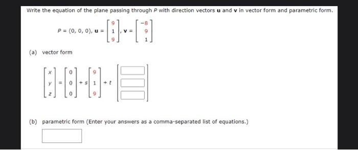 Solved Write The Equation Of The Plane Passing Through P