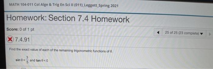 Solved MATH 104-011 Col Alge & Trig En Sci II | Chegg.com