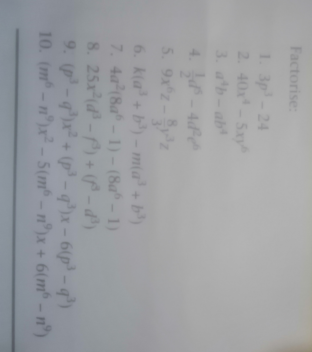 Solved a?Factorise:3p3-2440x4-5xy6a4b-ab412d5-4d2e69x6z-83y3 | Chegg.com