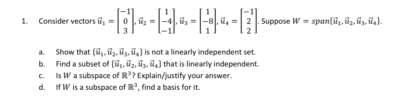Solved Consider vectors | Chegg.com