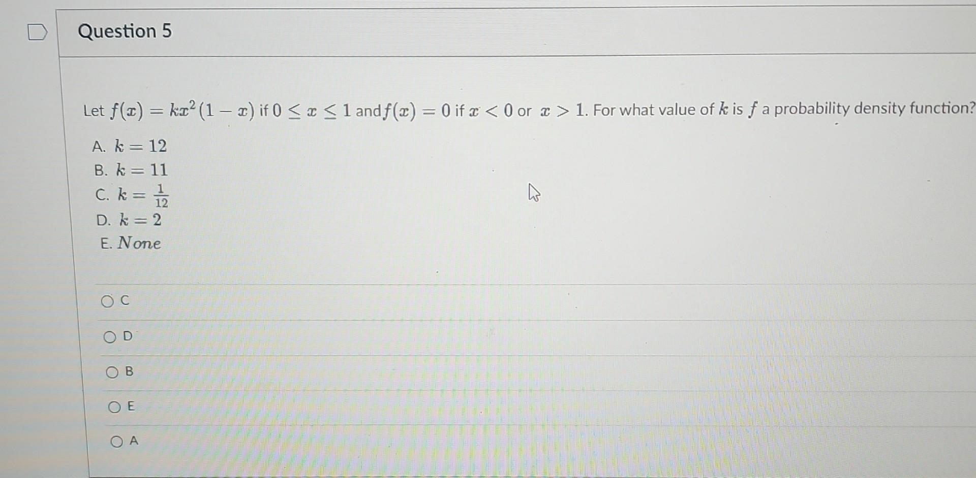 Solved Let f(x)=kx2(1−x) if 0≤x≤1 and f(x)=0 if x 1. | Chegg.com Solved Let f(x)=kx2(1−x) if 0≤x≤1 and f(x)=0 if x 1. | Chegg.com