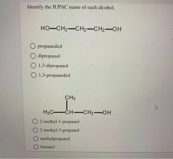 Solved Identify the IUPAC name of each alcohol. | Chegg.com