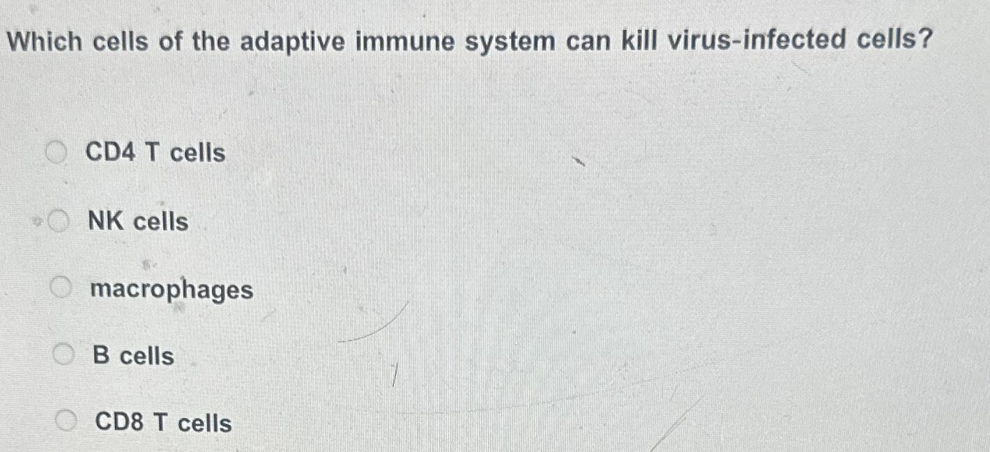 Solved Which cells of the adaptive immune system can kill | Chegg.com