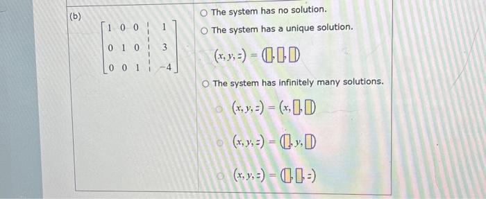 Solved Two augmented matrices for two linear systems in the | Chegg.com