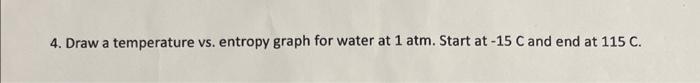 Solved 4. Draw a temperature vs. entropy graph for water at | Chegg.com