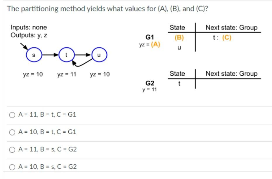 Solved The partitioning method yields what values for (A), | Chegg.com