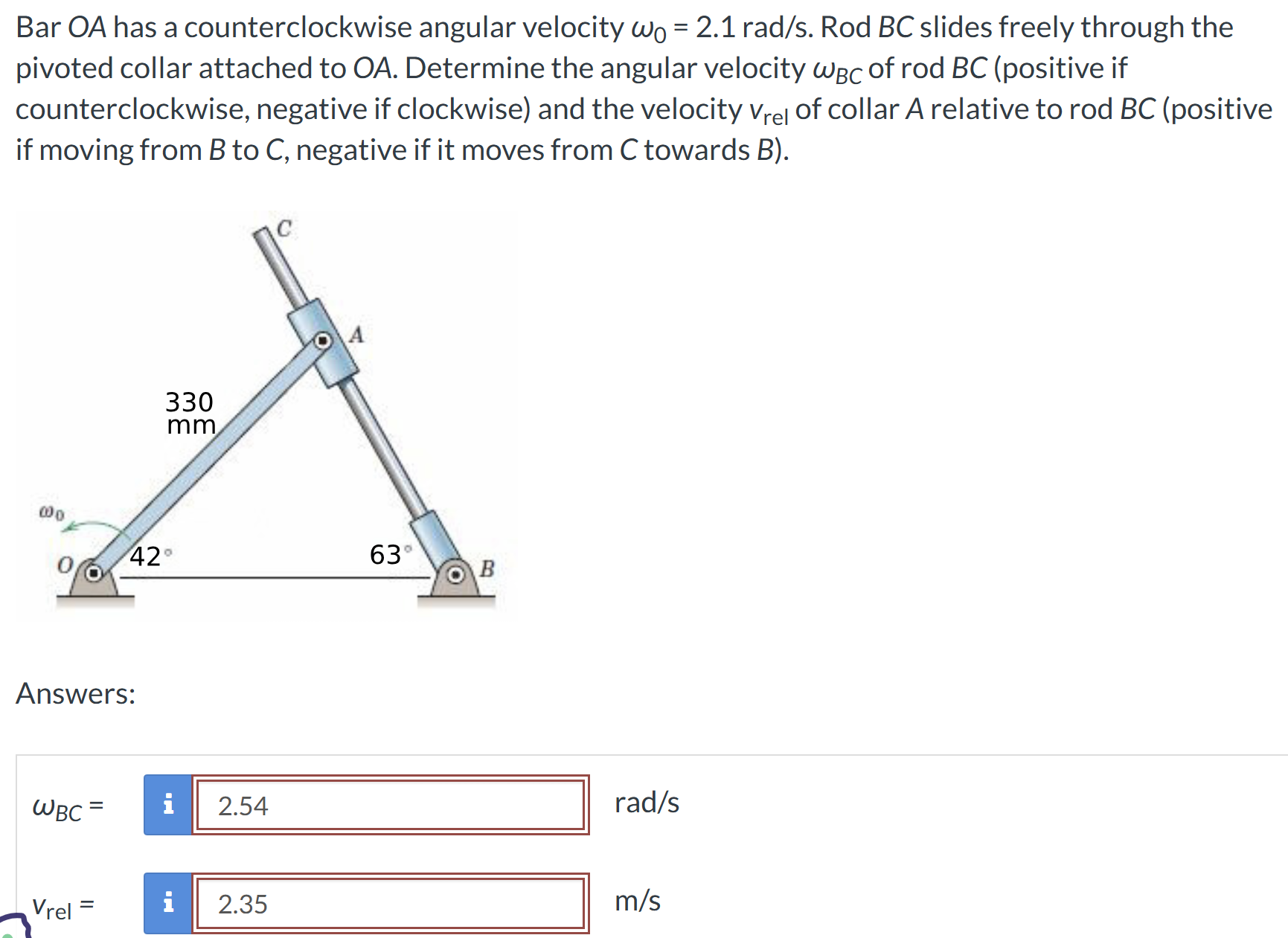 Solved Bar OA ﻿has a counterclockwise angular velocity | Chegg.com