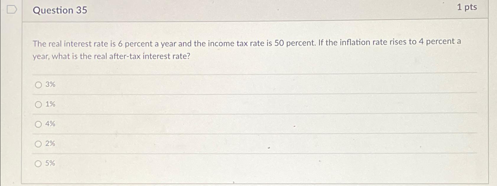 Solved Question 351 ﻿ptsThe real interest rate is 6 ﻿percent | Chegg.com