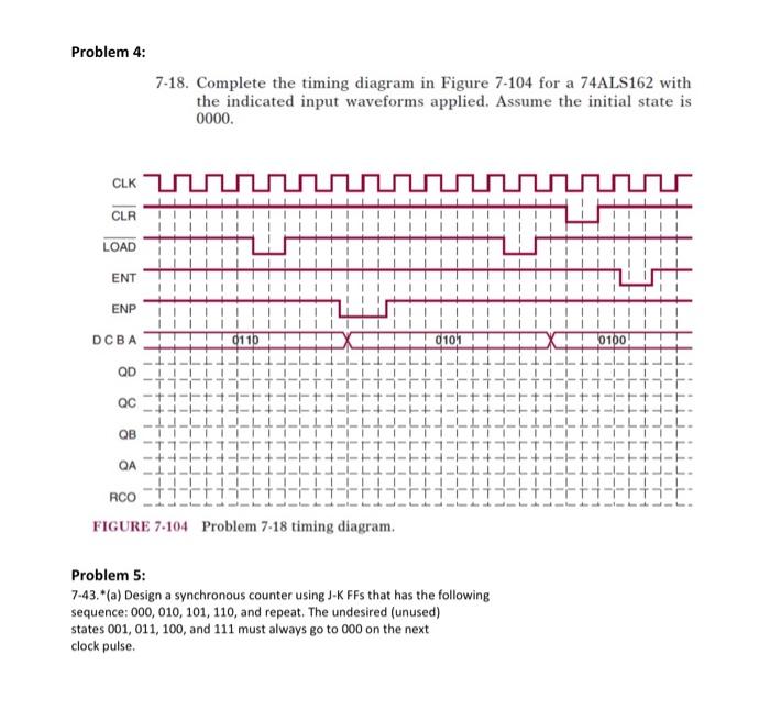 Solved Problem 4: 7-18. Complete the timing diagram in | Chegg.com