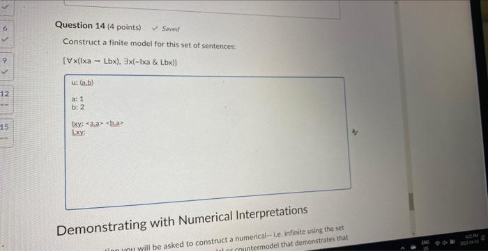 Construct a finite model for this set of sentences: | Chegg.com