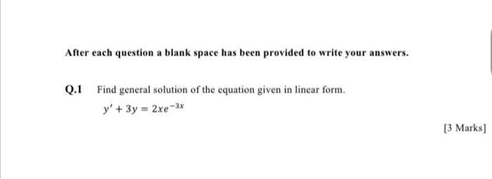 Solved After each question a blank space has been provided | Chegg.com
