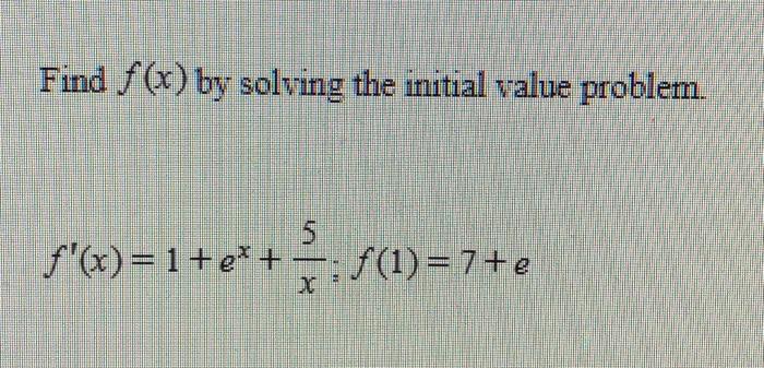Solved Find f(x) by solving the initial value problem. | Chegg.com