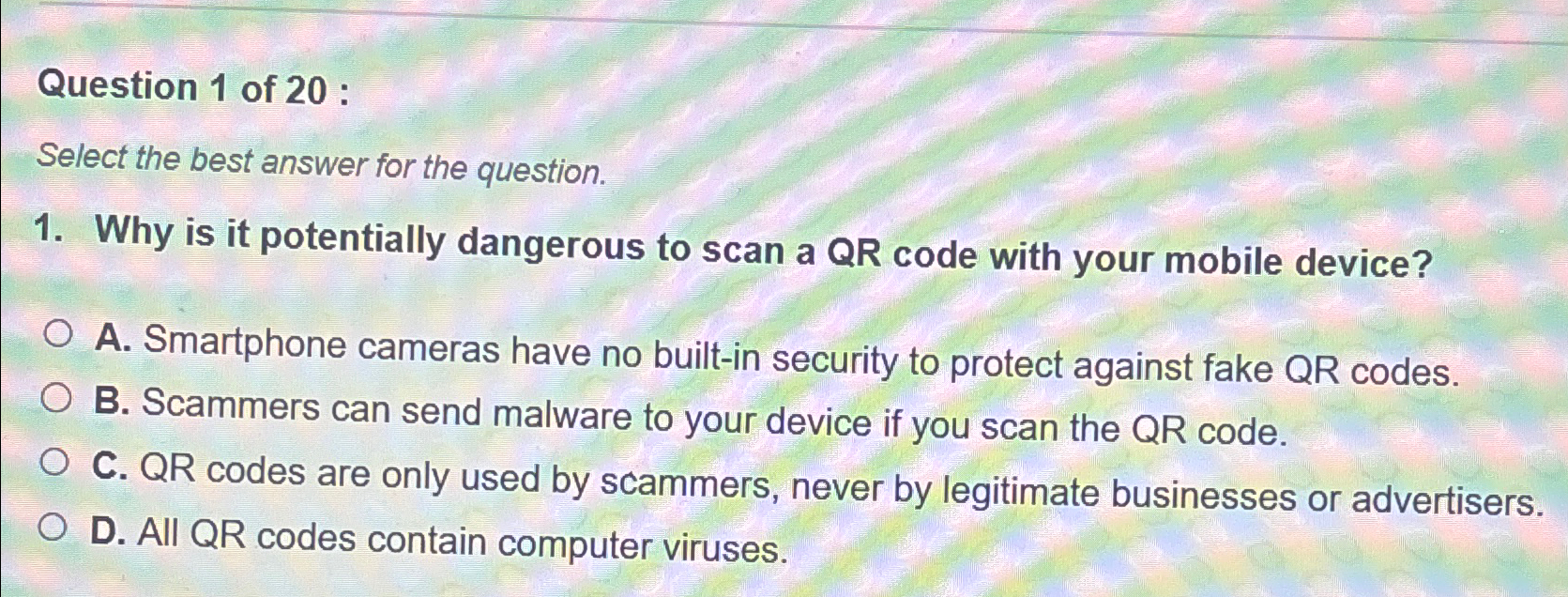 Solved Question 1 ﻿of 20 ﻿:Select the best answer for the | Chegg.com