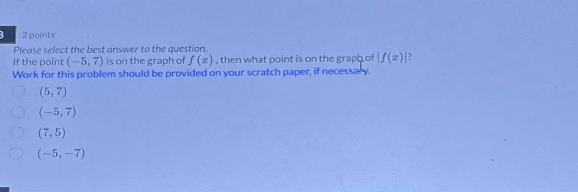 Solved 2 ﻿pointsPlease select the best answer to the | Chegg.com