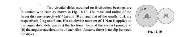 Solved Two circular disks mounted on frictionless bearings | Chegg.com