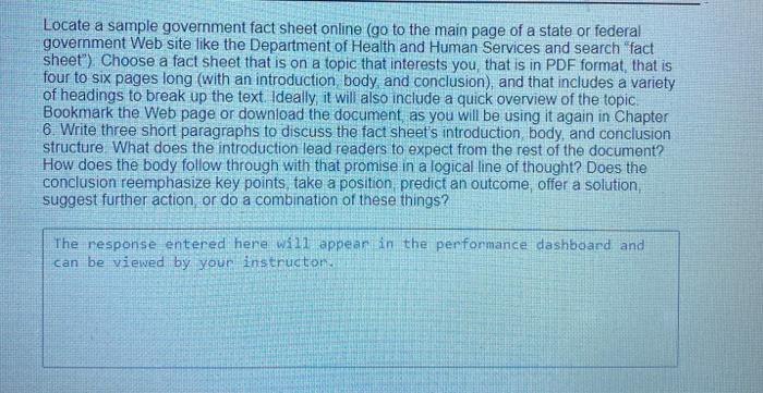 Locate a sample government fact sheet online (go to | Chegg.com