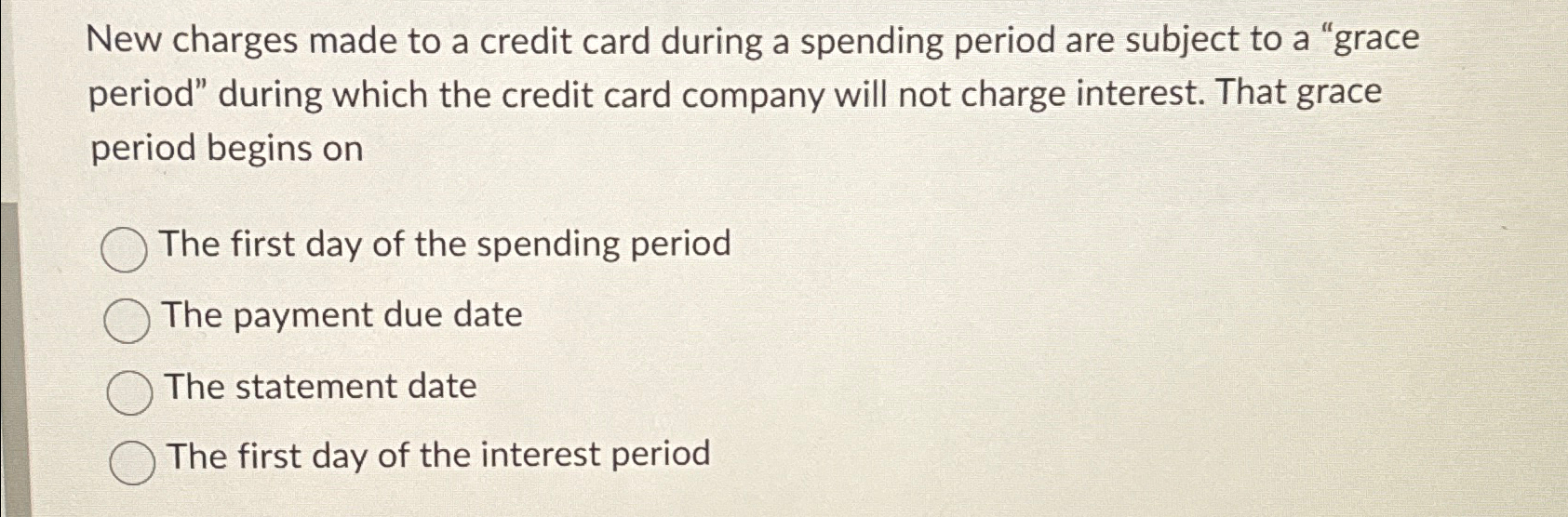 Solved New charges made to a credit card during a spending | Chegg.com