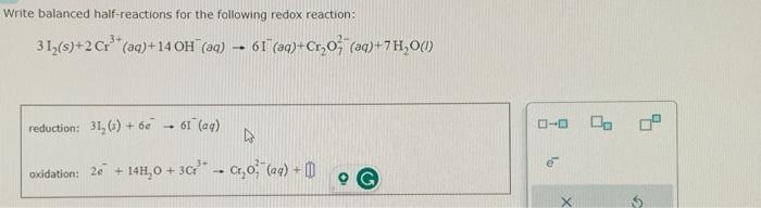 Solved Write balanced half-reactions for the following redox | Chegg.com
