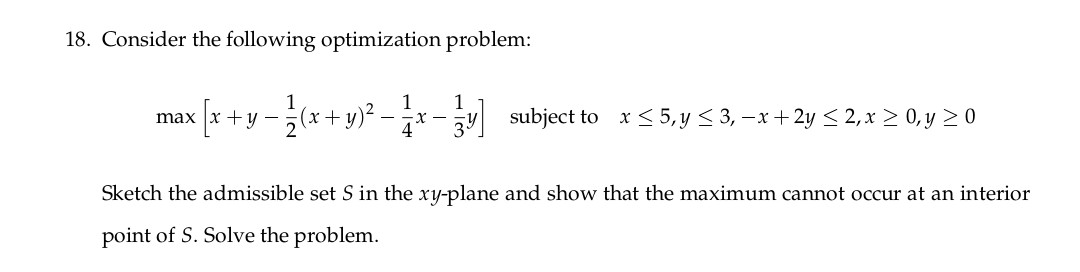 Solved Consider the following optimization | Chegg.com