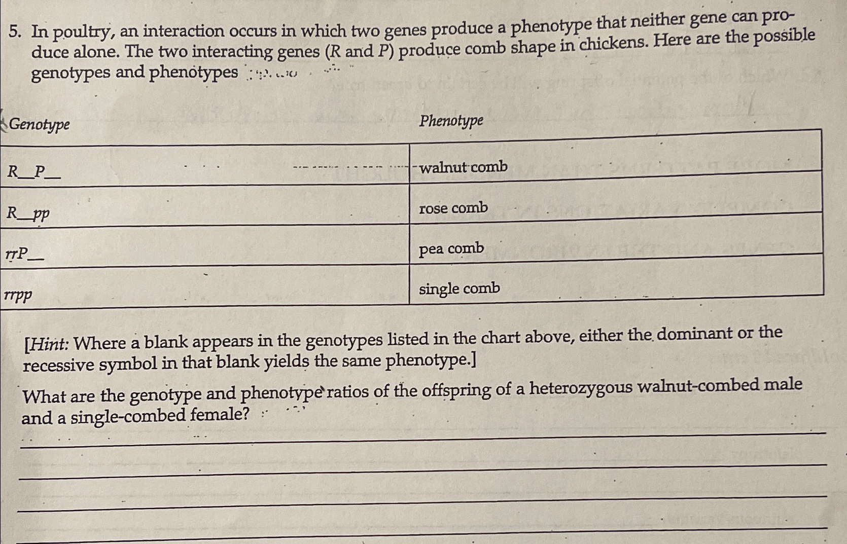Solved In poultry, an interaction occurs in which two genes | Chegg.com