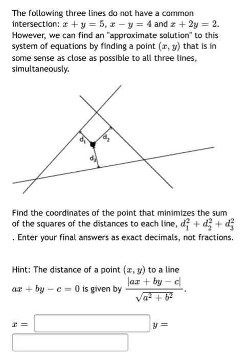 Solved The following three lines do not have a common | Chegg.com