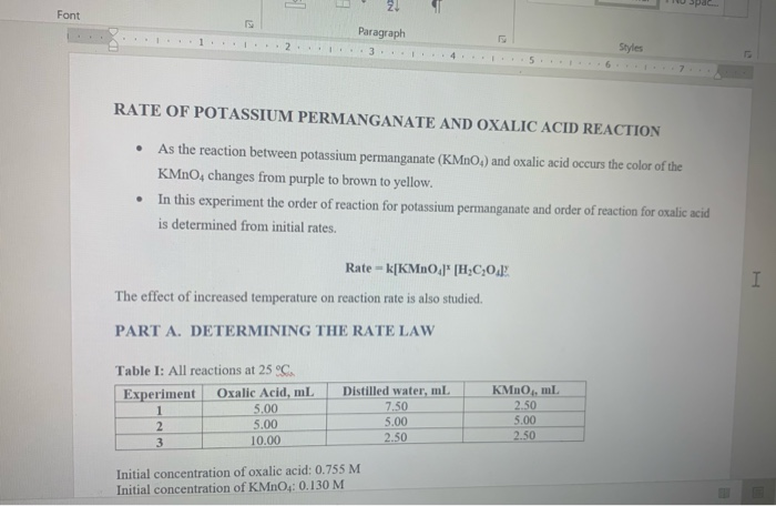 Solved 2. Font Paragraph 2 Styles 5 RATE OF POTASSIUM | Chegg.com