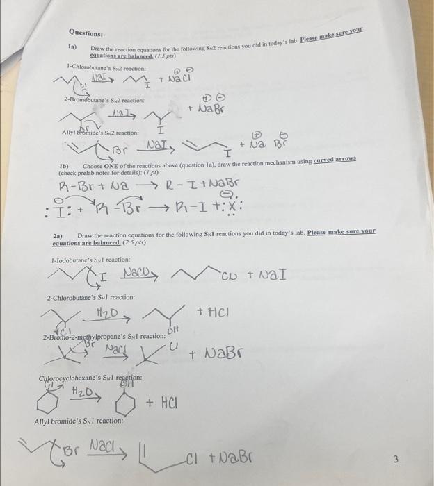 Solved 2b) Choose ONE of the reactions above (question 20) | Chegg.com