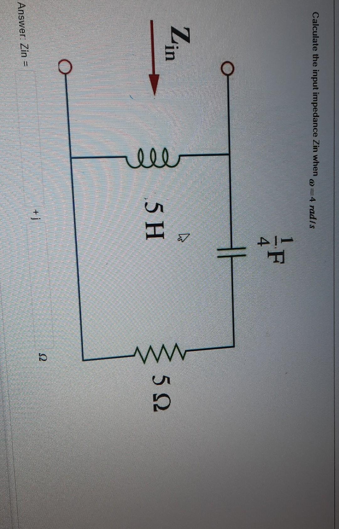 Solved Calculate the input impedance Zin when Zin Answer: | Chegg.com