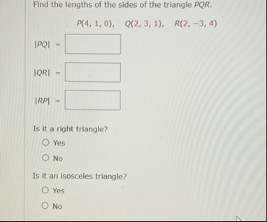Solved Find the lengths of the sides of the triangle | Chegg.com