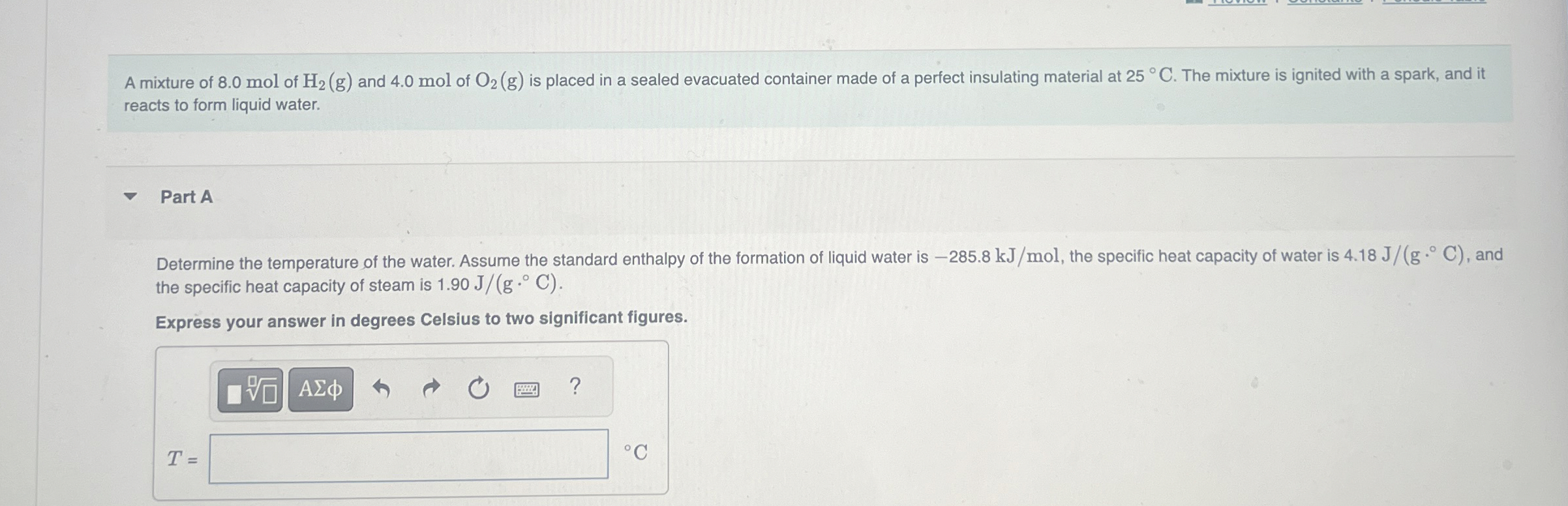 Solved by an EXPERT A mixture of 8.0 ﻿mol of H2(g) ﻿and 4.0 ﻿mol of O2(g) | Chegg.com