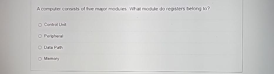 Solved A computer consists of five major modules. What | Chegg.com