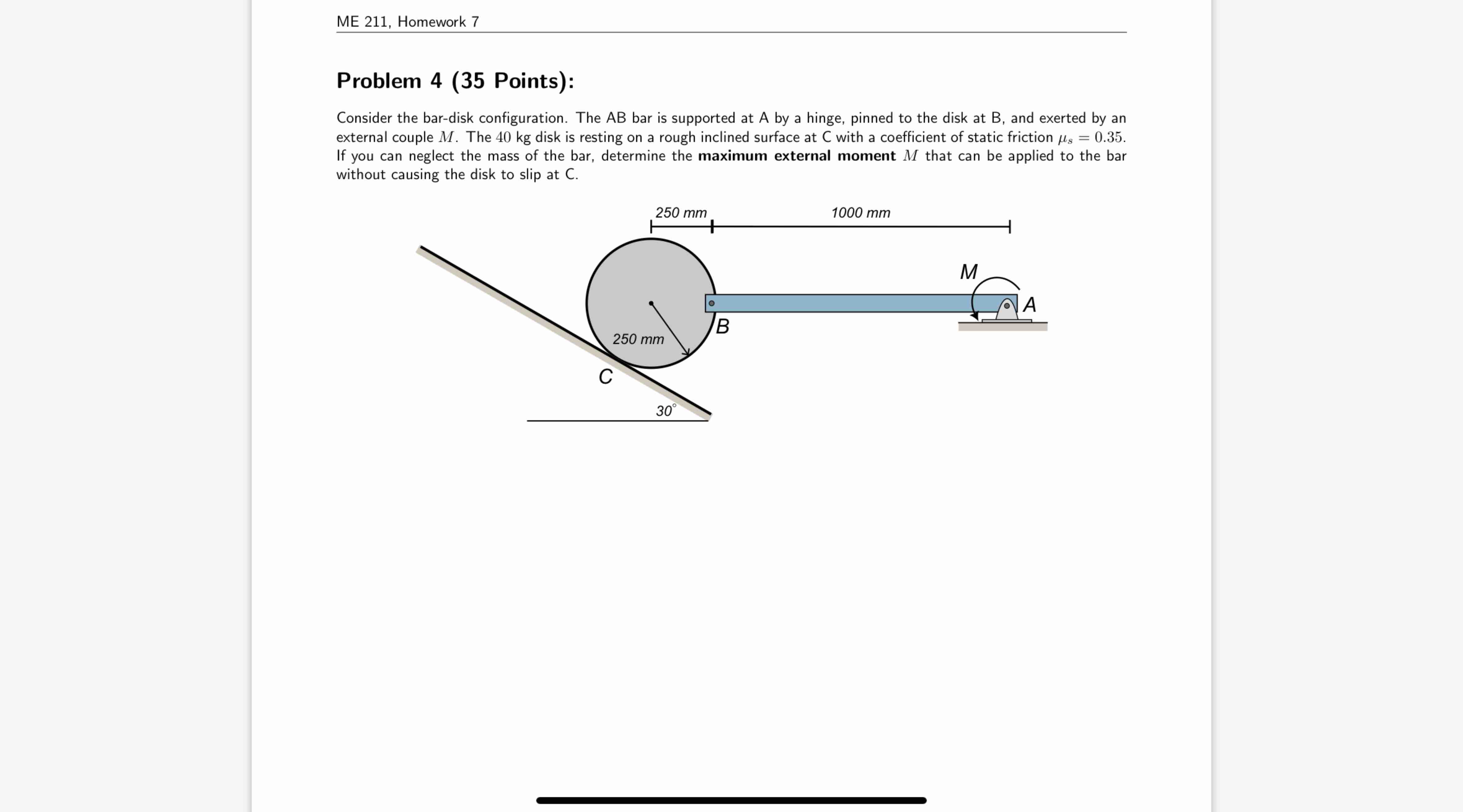 Solved ME 211, ﻿Homework 7 ﻿Problem 4 (35 ﻿Points): Consider | Chegg.com