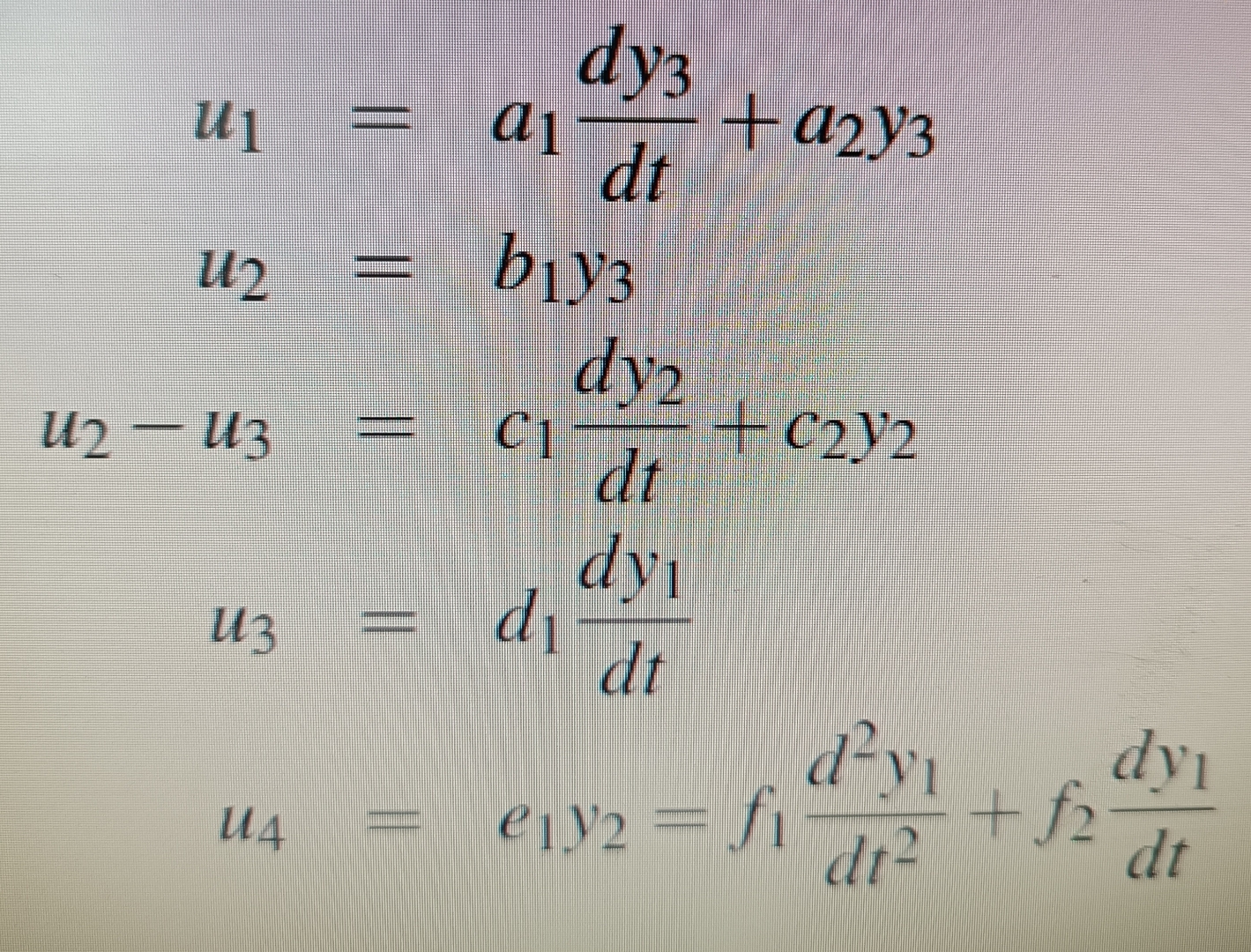 Solved obtain the block diagram of this ecuations system.u1 | Chegg.com