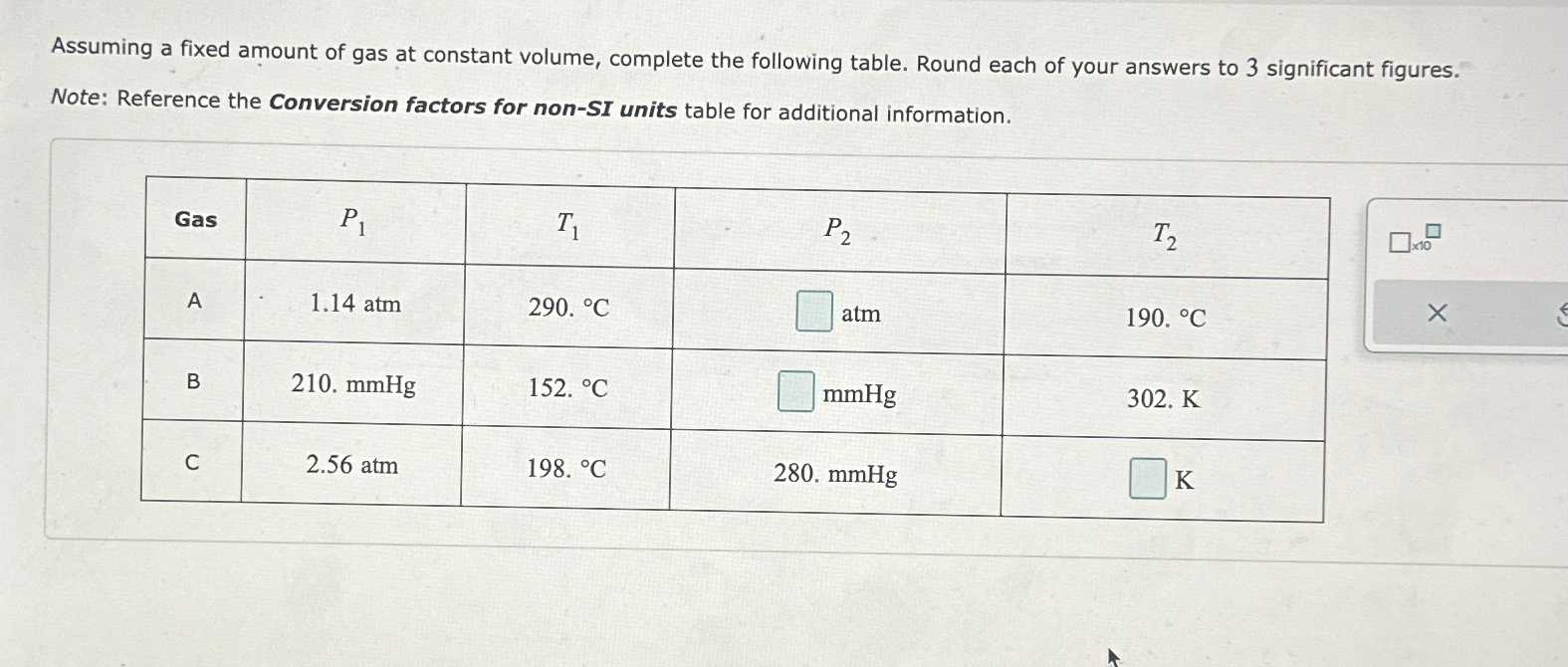 Solved Assuming a fixed amount of gas at constant volume, | Chegg.com