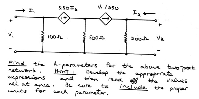 Find the h-parameters for the above two-part | Chegg.com