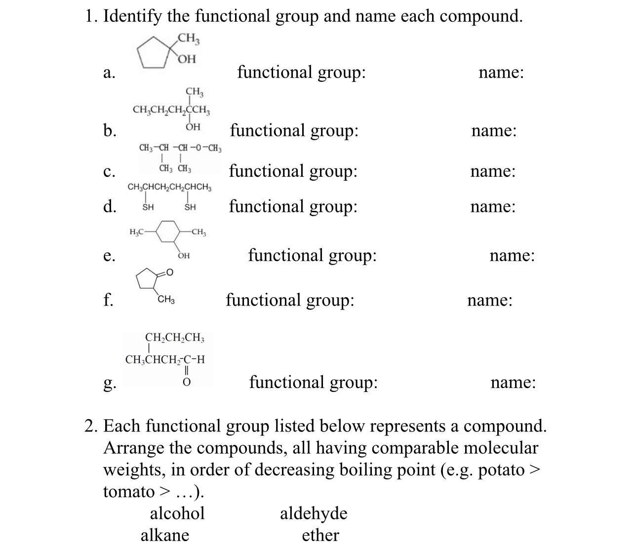 Solved by an EXPERT Identify the functional group and name each | Chegg.com