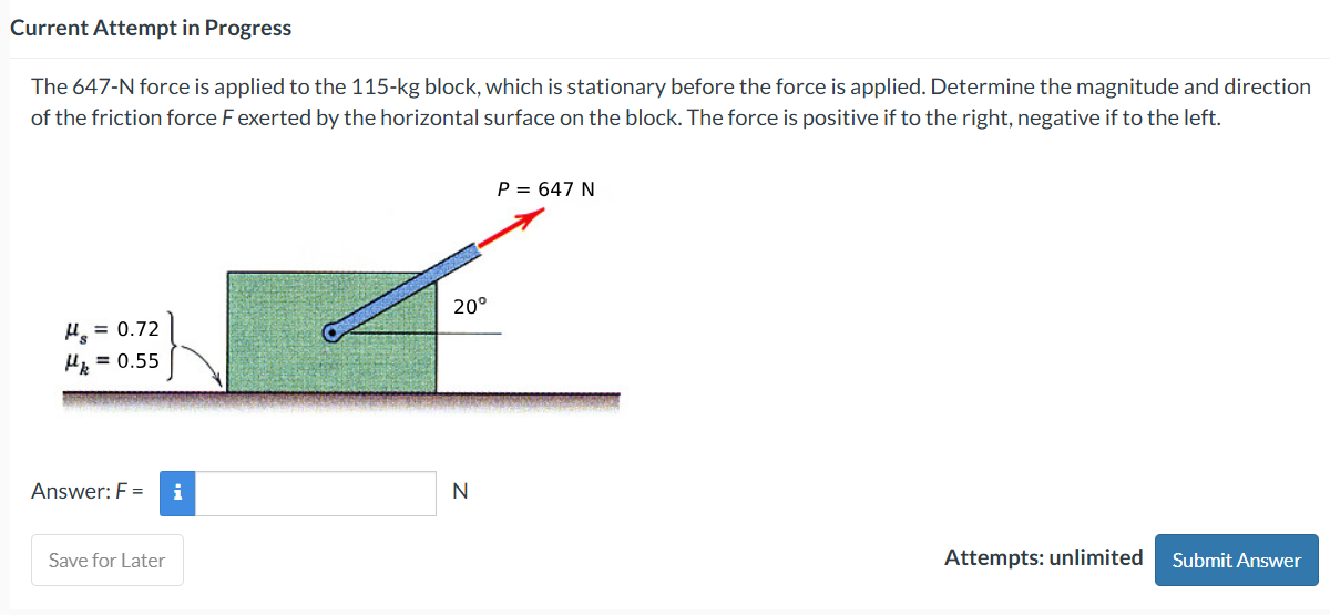 Solved Current Attempt in ﻿ProgressThe 647-N ﻿force is | Chegg.com