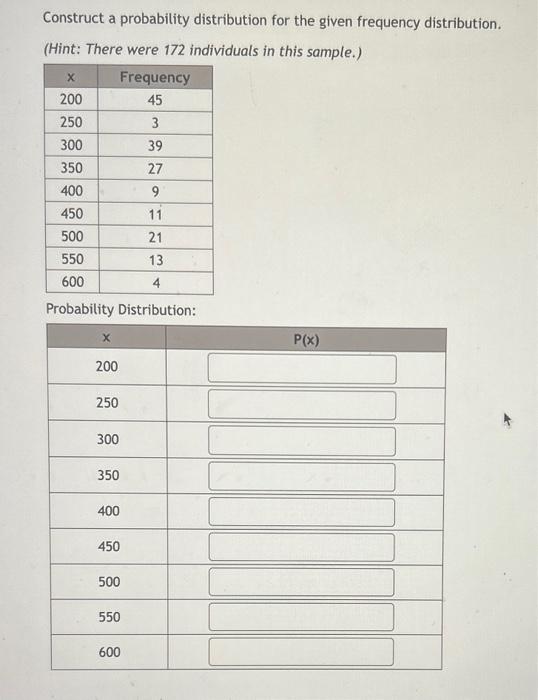 Solved Construct a probability distribution for the given | Chegg.com