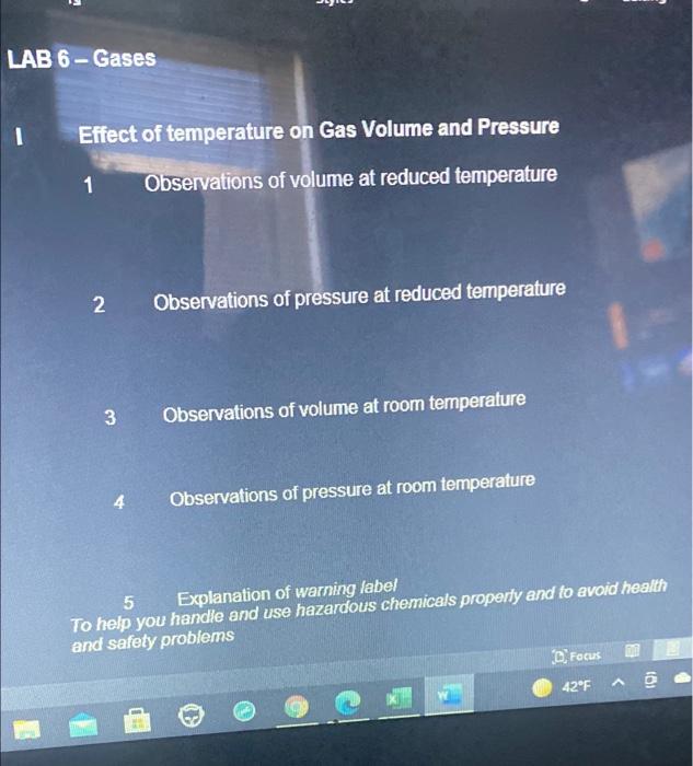 Solved LAB 6-Gases 1 Effect of temperature on Gas Volume and | Chegg.com