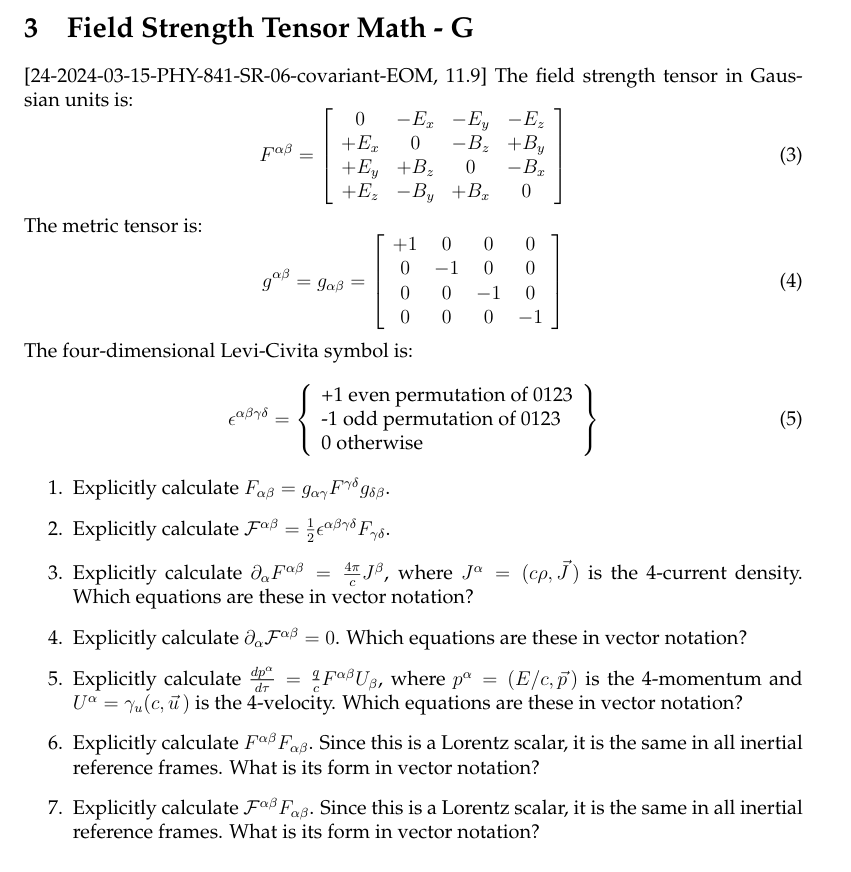 Solved Field Strength Tensor Math - ﻿GThe field strength | Chegg.com
