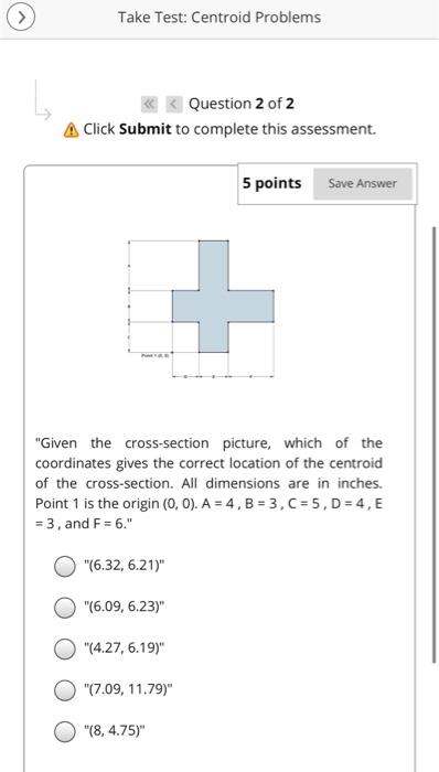 Solved Take Test: Centroid Problems