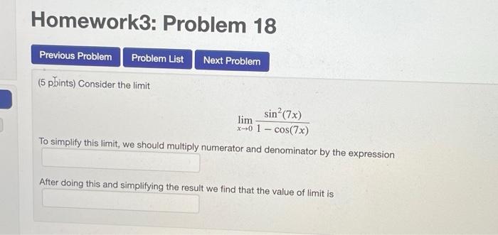 Solved Homework3: Problem 18 Previous Problem Problem List | Chegg.com