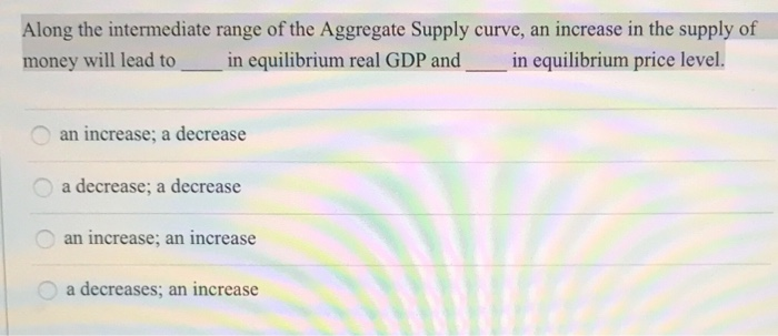 Solved Along the intermediate range of the Aggregate Supply | Chegg.com