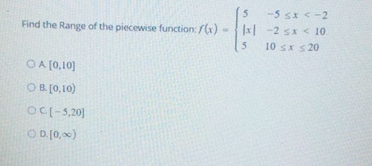 Find the Range of the piecewise function: | Chegg.com