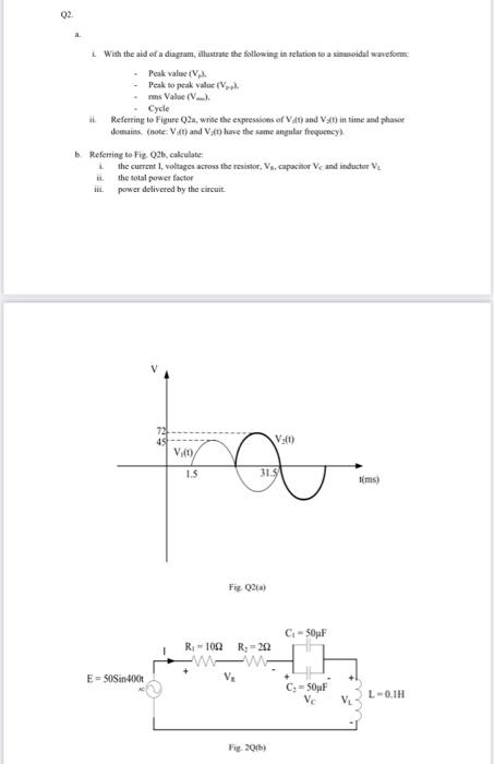 Solved QI. a. An alternating current flowing through a | Chegg.com
